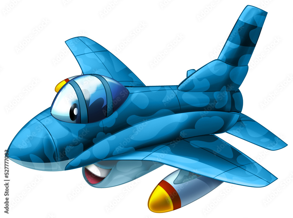 cartoon happy jet fighter military machine isolated illustration for ...