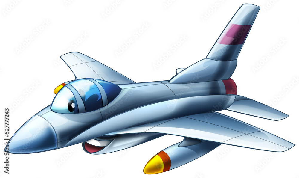 cartoon happy jet fighter military machine isolated illustration for ...