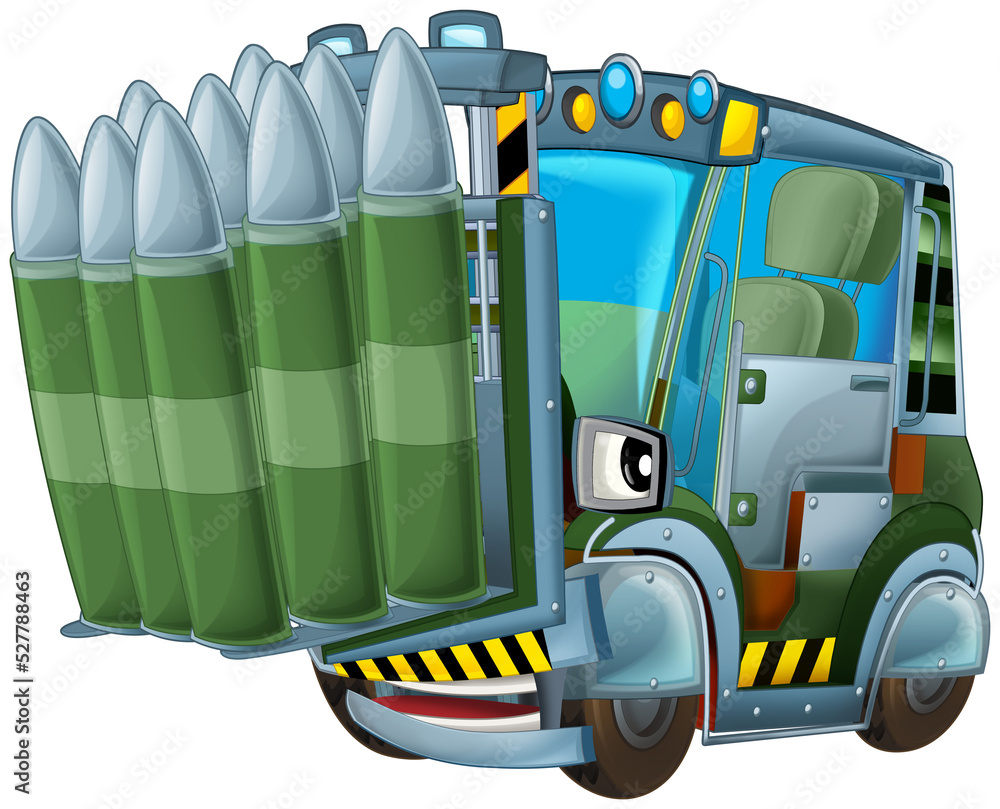 cartoon scene with construction site car - forklift - illustration for ...