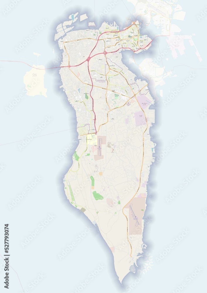 Bahrain physical map with important rivers the capital and big cities ...