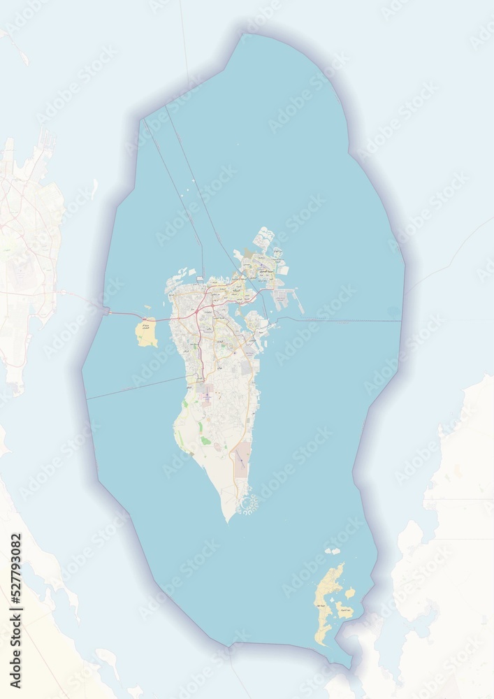 Bahrain physical map with important rivers the capital and big cities Stock Illustration | Adobe ...