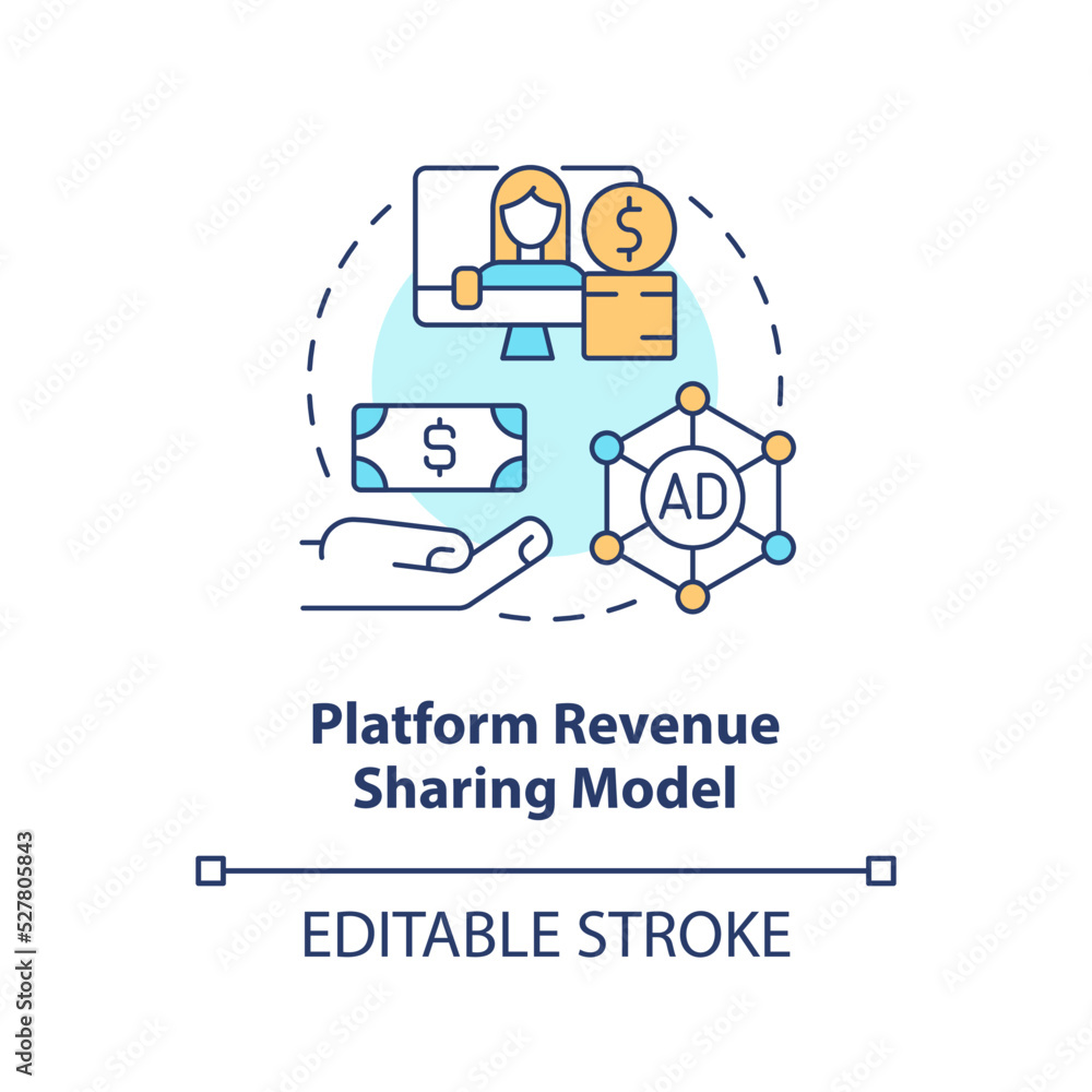 Platform revenue sharing model concept icon. Monetization. Creator ...
