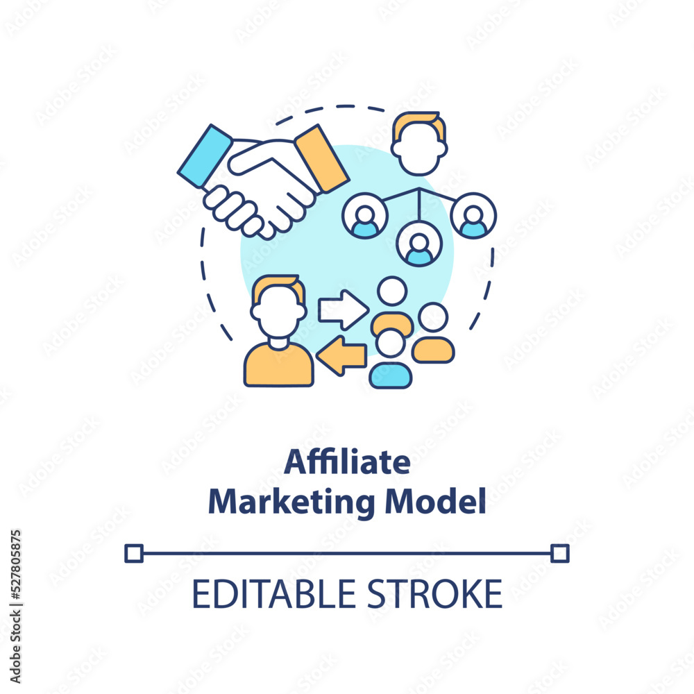 Affiliate marketing model concept icon. Paying commission. Creator ...