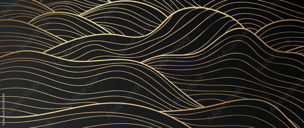 Elegant abstract line art on dark background. Luxury hand drawn with ...