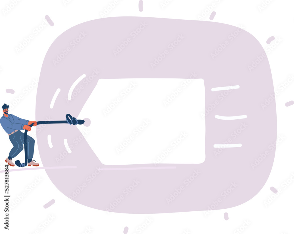 Vector illustration of man pulling rope with big banner Stock Vector ...