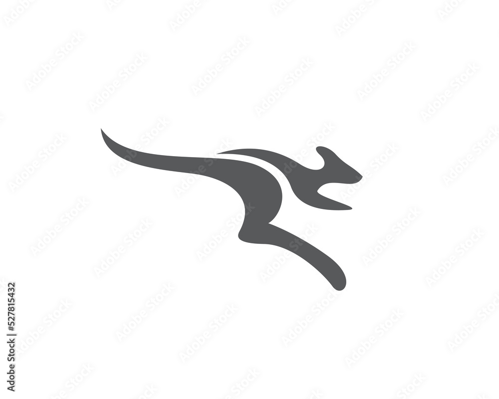 Vetor de abstract black fast running jump kangaroo logo design symbol ...