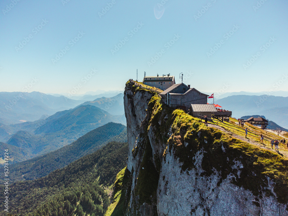 Aerial viev of Panoramic view of mountains from Schafberg peak in ...