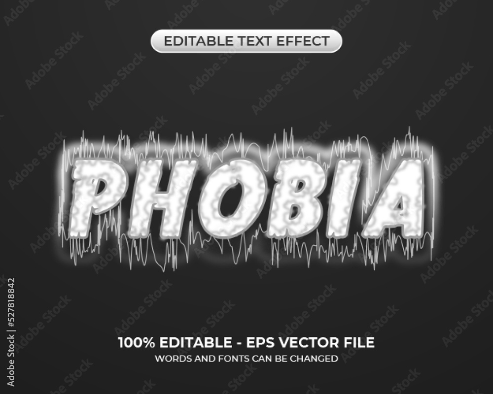 Phobia text effect. Editable Paronoid text effect. Stress graphic ...