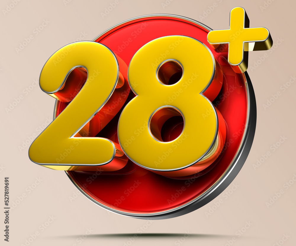 28 plus 3D illustration on light cream background have work path ...