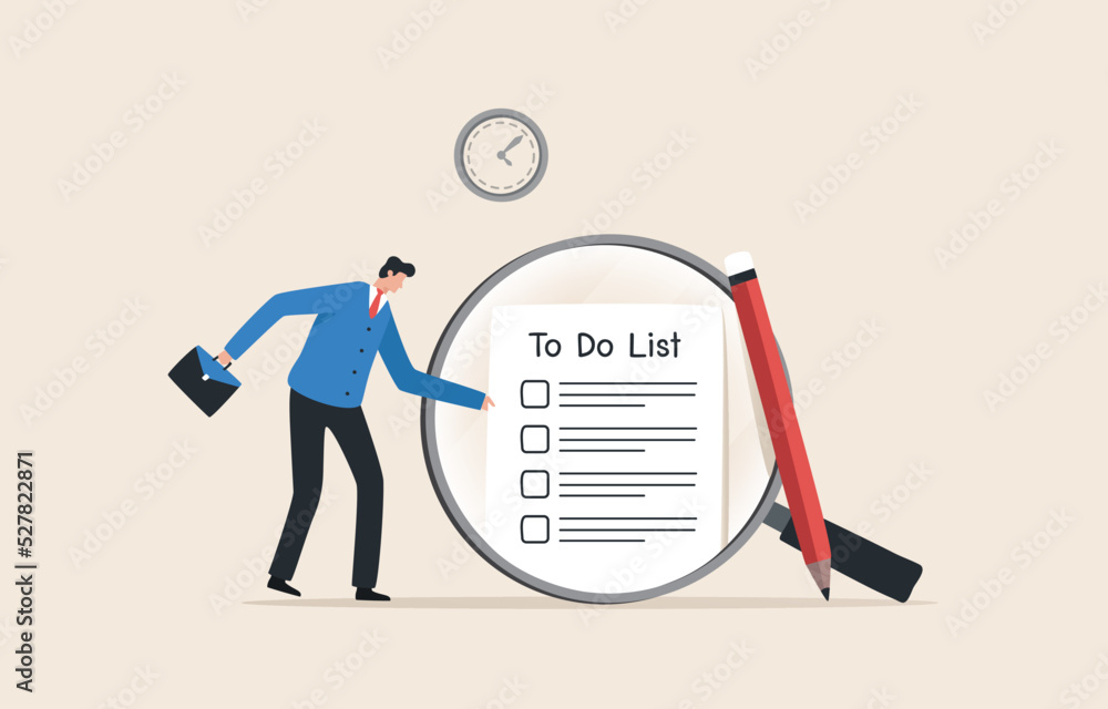 To do list. Checklist for work completion. .Check plans or important ...