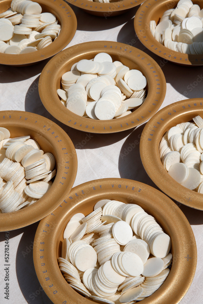 Holy communion wafer hosts. Jambville. France. Stock Photo | Adobe Stock
