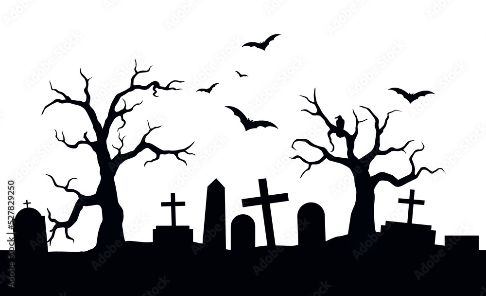 Halloween Graveyard Silhouette