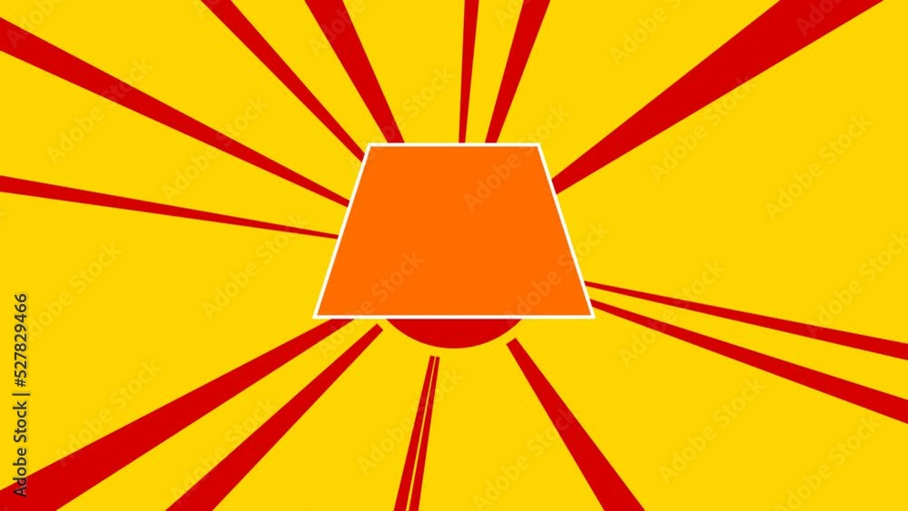 Trapezoid symbol on the background of animation from moving rays of the ...