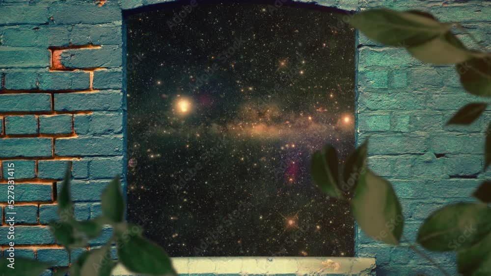 Deep Space Window View Zoom In Surreal Landscape. Surreal scene of the ...