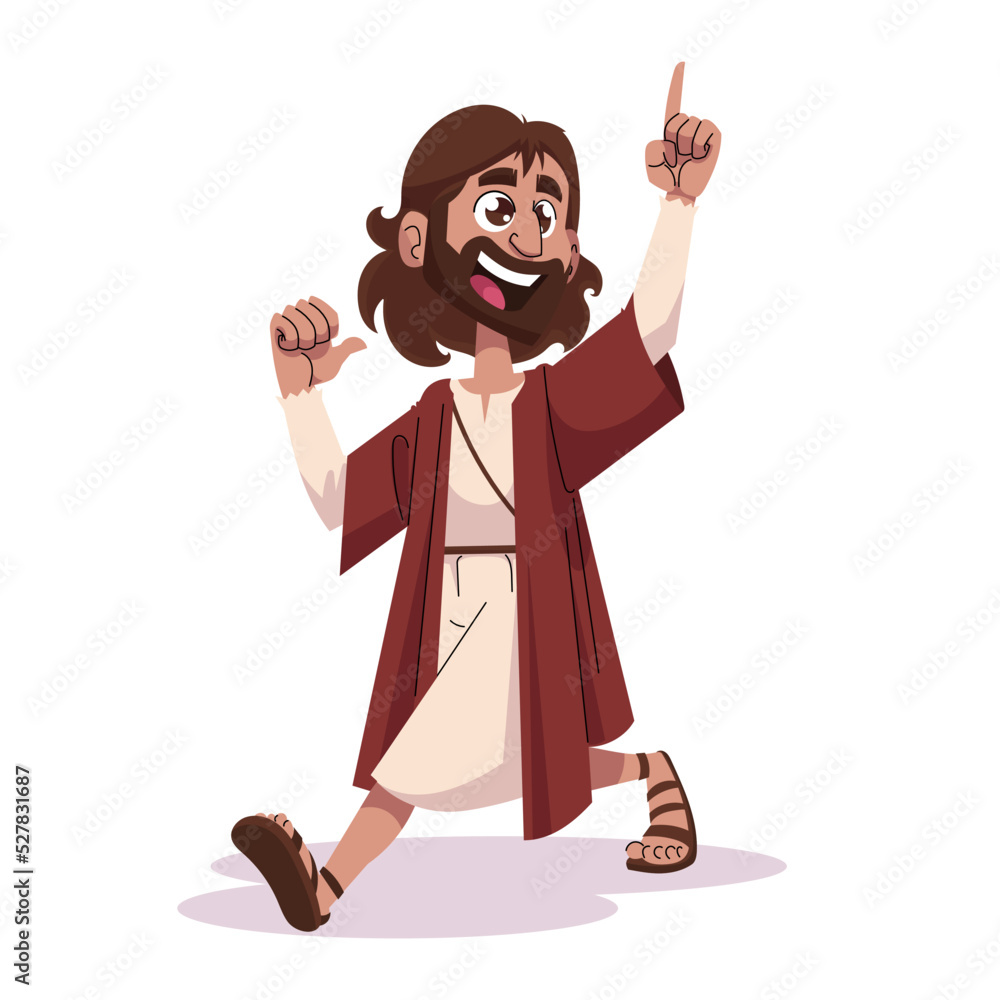 Jesus sorrindo e apontando para cima Stock Vector | Adobe Stock