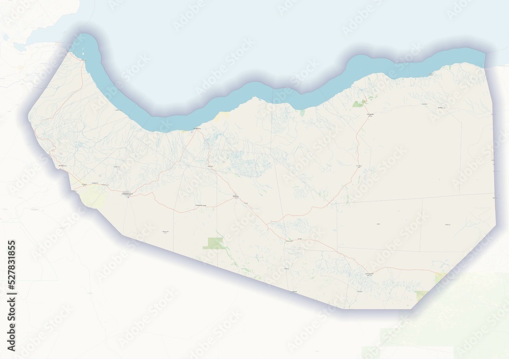 Somaliland physical map with important rivers the capital and big ...