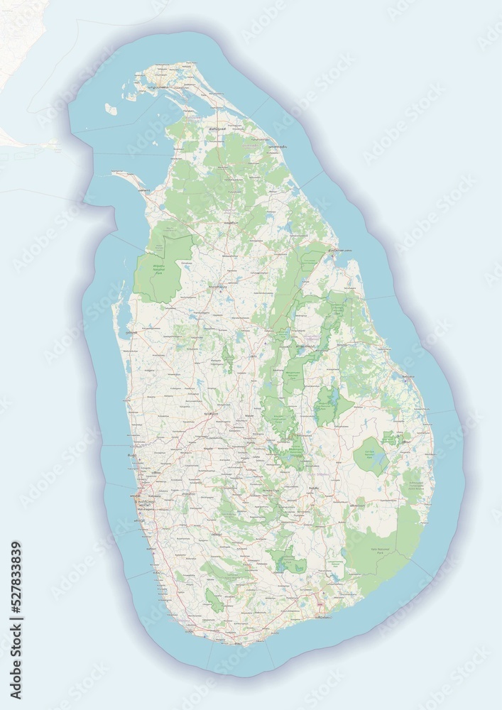 Sri Lanka physical map with important rivers the capital and big cities ...