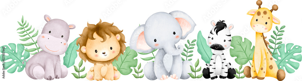 Cute baby safari animals Stock Illustration | Adobe Stock