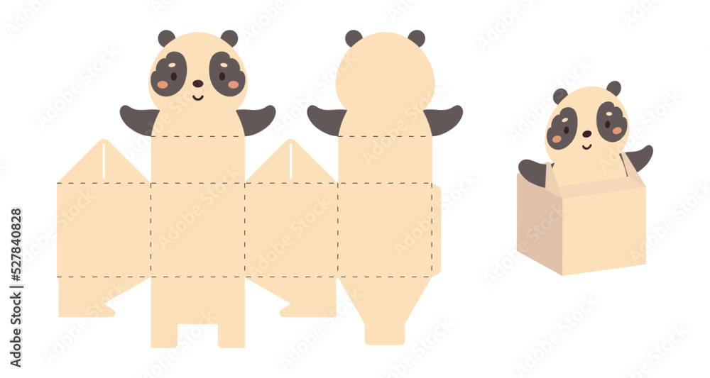 Simple packaging favor box panda design for sweets, candies, small ...