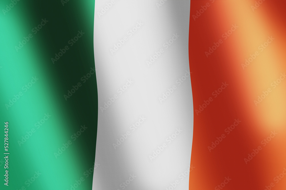 National flag of Ireland. Irish tricolour flag with a vertical pales of ...