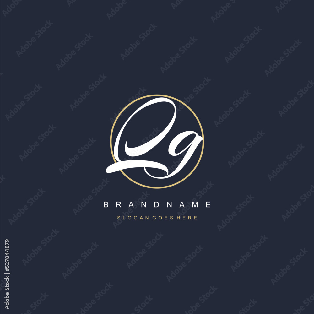Initial letter QG logo monogram feminine style with circle line design ...