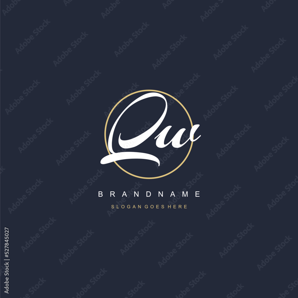 Initial letter QW logo monogram feminine style with circle line design ideas Stock Vector ...