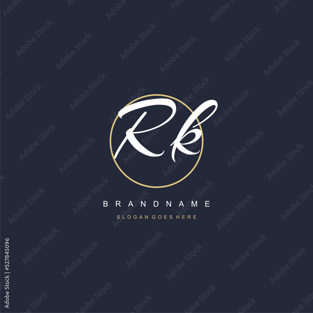Initial letter RK logo monogram feminine style with circle line design ...