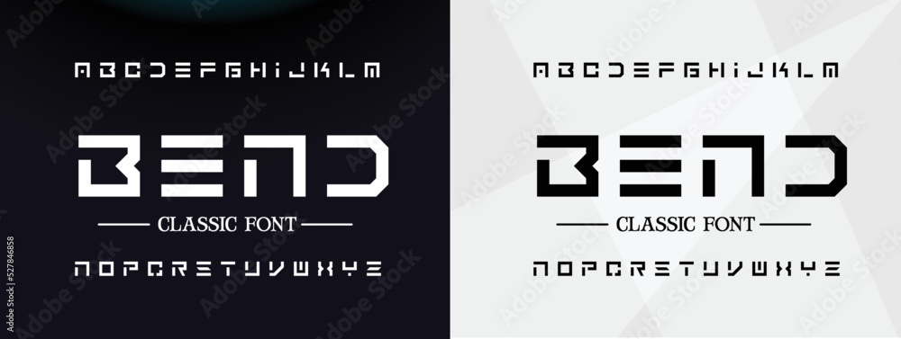 BEND Sports minimal tech font letter set. Luxury vector typeface for ...