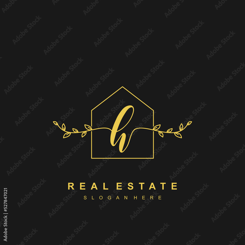 letter H handwritten Real estate logo concept. Feminine style ...