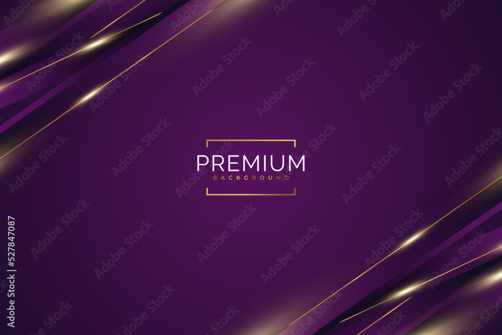 Luxury Purple and Gold Background with Golden Lines and Paper Cut Style ...