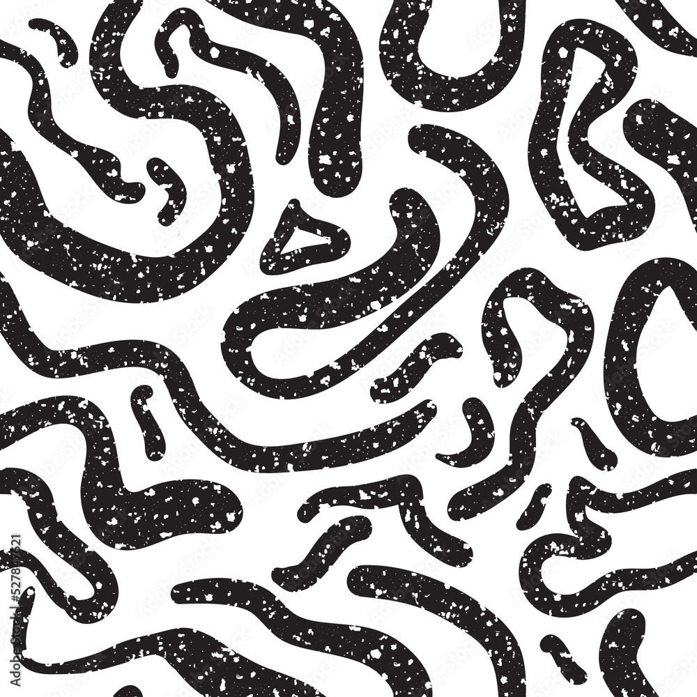 Abstract squiggle vector seamless pattern backdrop. Wide wavy doodle ...