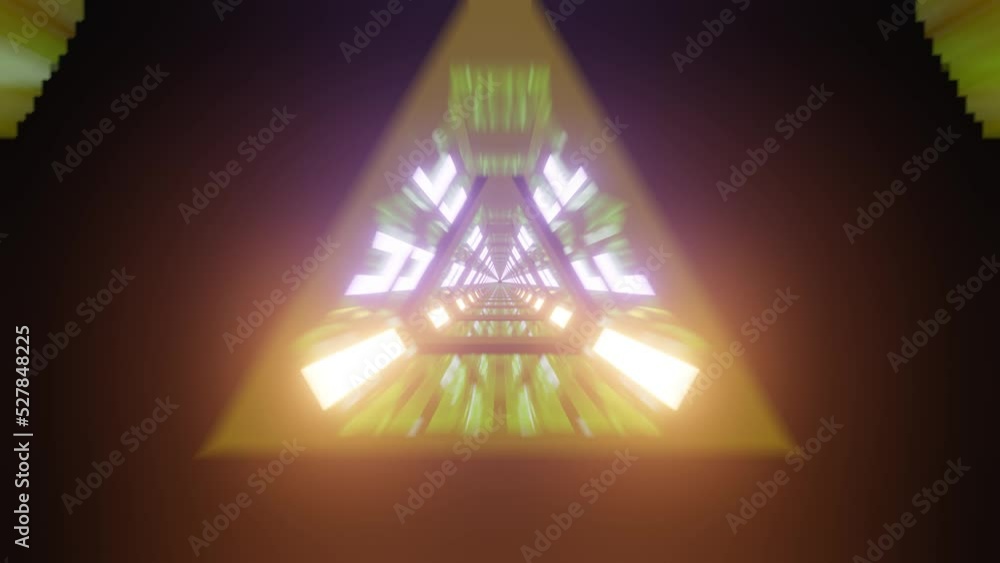 Abstract high speed looping illuminated Sci-fi graphic background, Procedural Sci-fi triangle ...