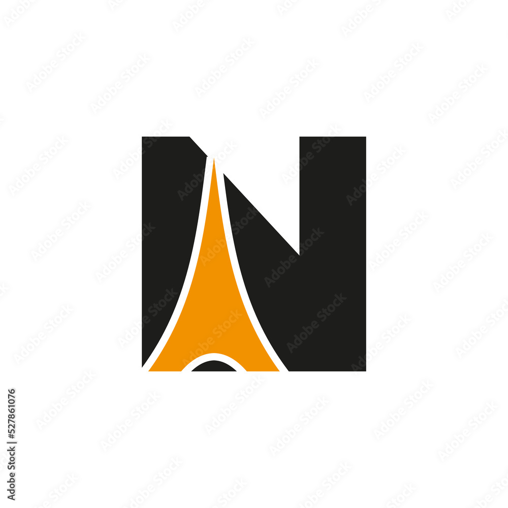 Initial Minimal Letter N Paris Logo Vector Symbol On White Background ...