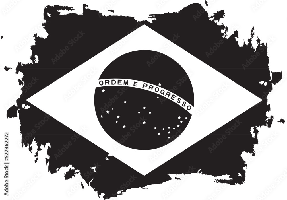Black and White Brazil Flag Logo Stock Vector | Adobe Stock