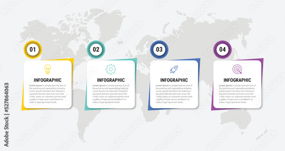 Vetor de Vector Infographic label design template with icons and 4 ...