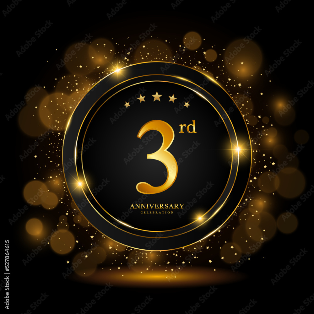 3rd Anniversary Celebration. Golden anniversary celebration template design, Vector ...