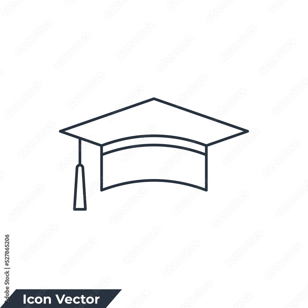 graduation cap icon logo vector illustration. Square academic cap ...
