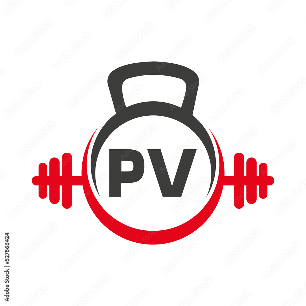 Letter PV Fitness Gym Logo Concept. Fitness Logo Symbol Vector Template ...
