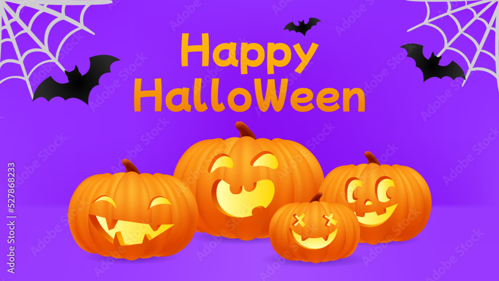 Happy Halloween purple banner, template or party invitation background ...