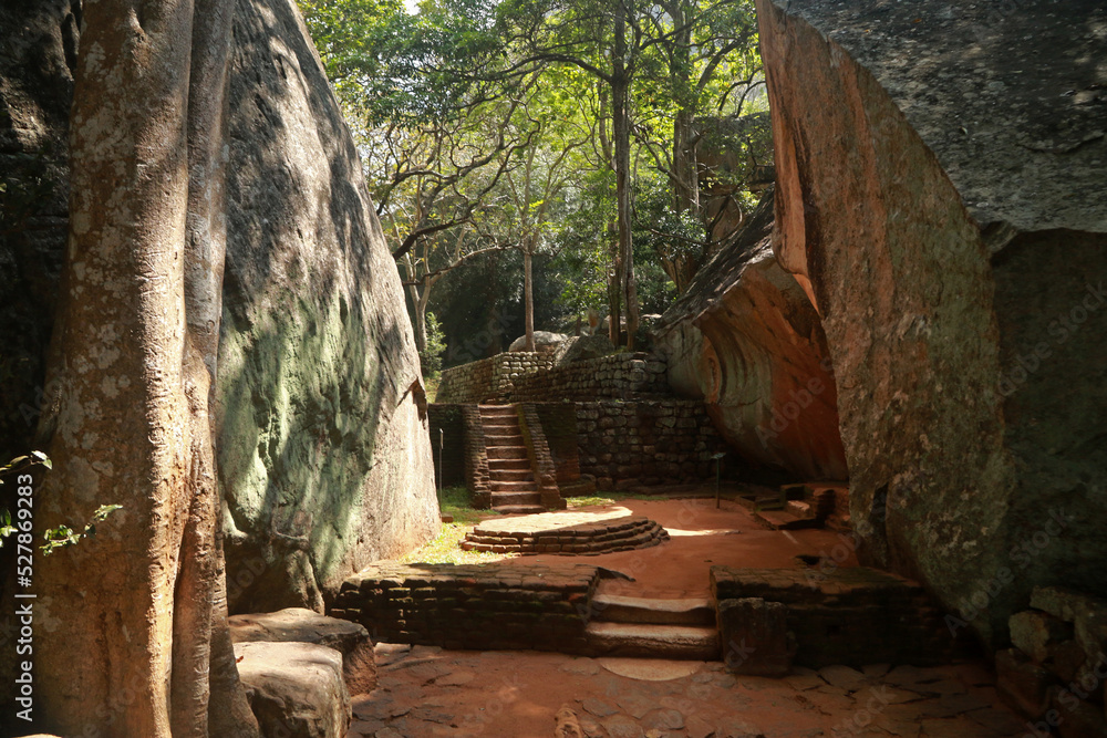 Terraced gardens and Boulder gardens in Sigiriya, Sri Lanka Stock Photo ...