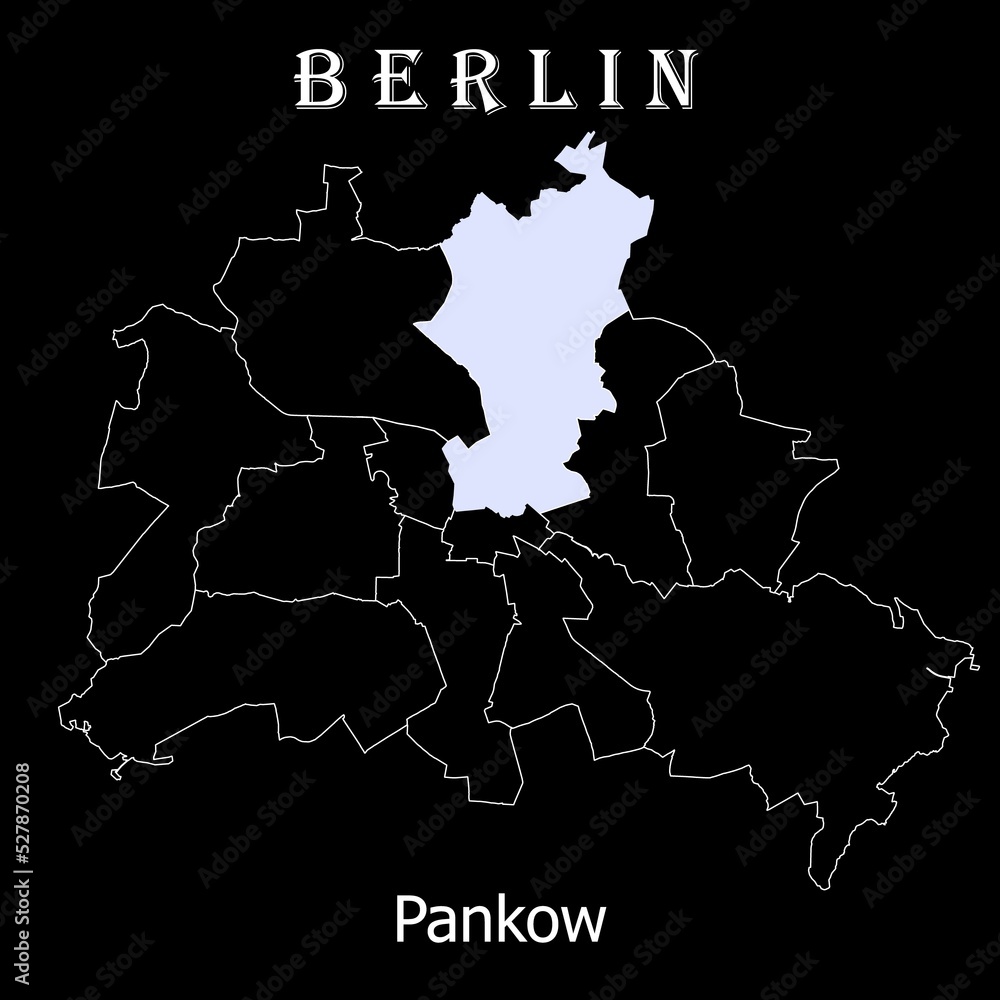 Pankow districts Berlin Germany map black and white Stock Illustration | Adobe Stock