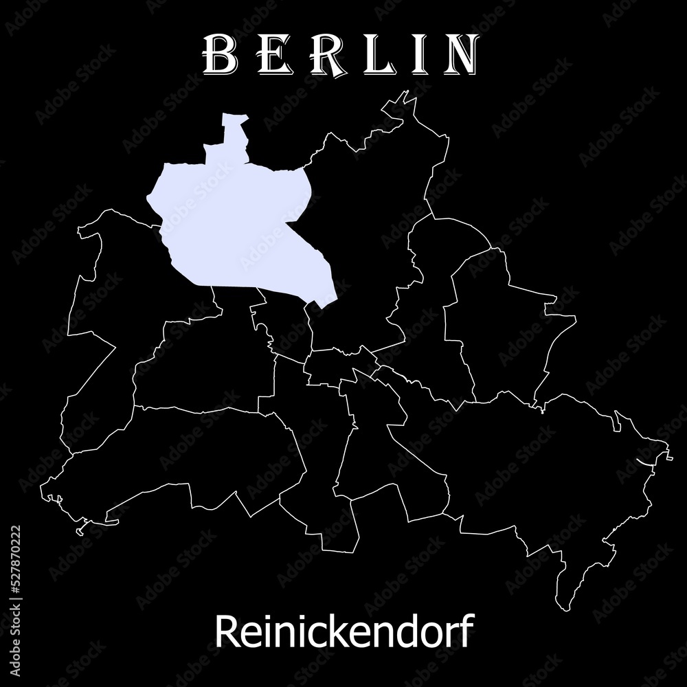 Reinickendorf districts Berlin Germany map black and white Stock ...