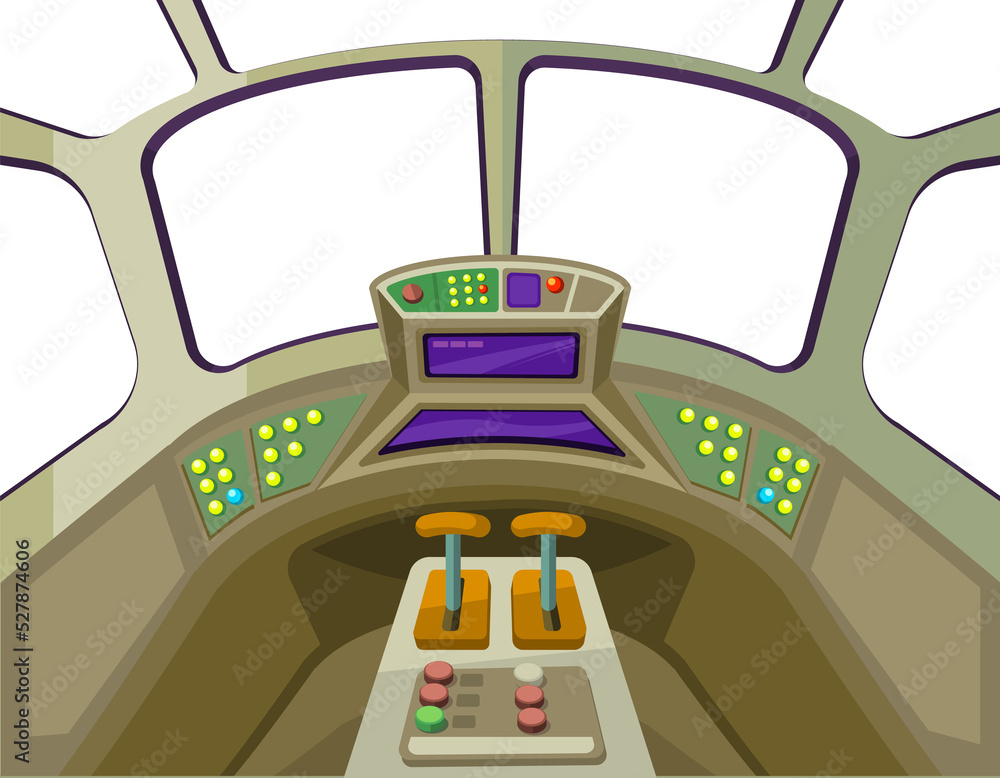 Space ship control panel. Spacecraft interior background Stock ...