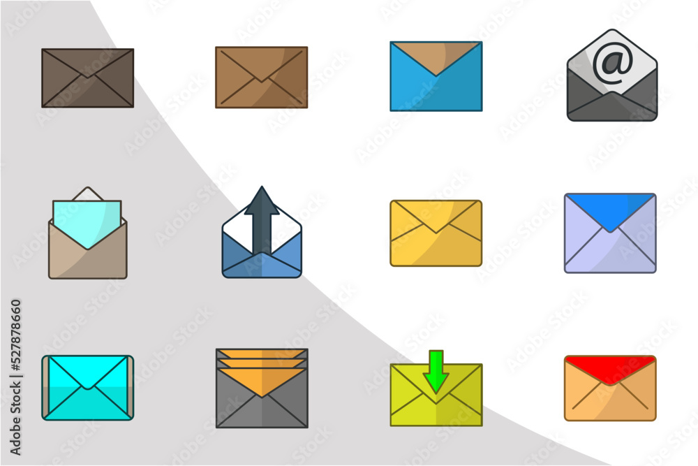 E-mail Icons Color, Email Color Svg, E-mail Icon Bundle, Icon Bundle ...