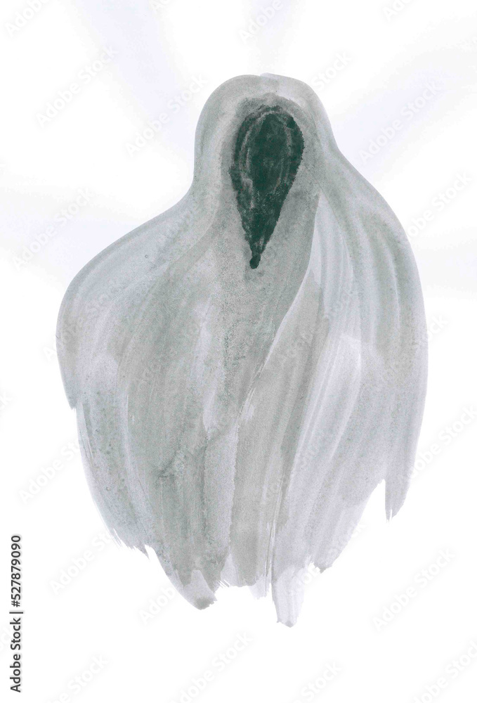 Funny cozy watercolor illustration in gray for creepy Halloween ...