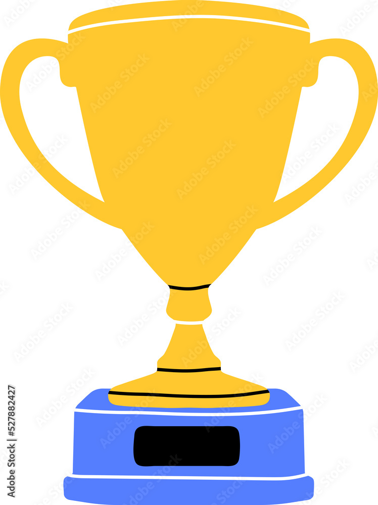 Gaming vintage and retro element. Champion cup in flat line style. Hand ...