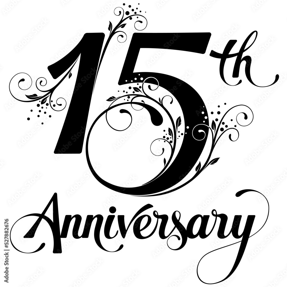 15th Anniversary - custom calligraphy text Stock Vector | Adobe Stock
