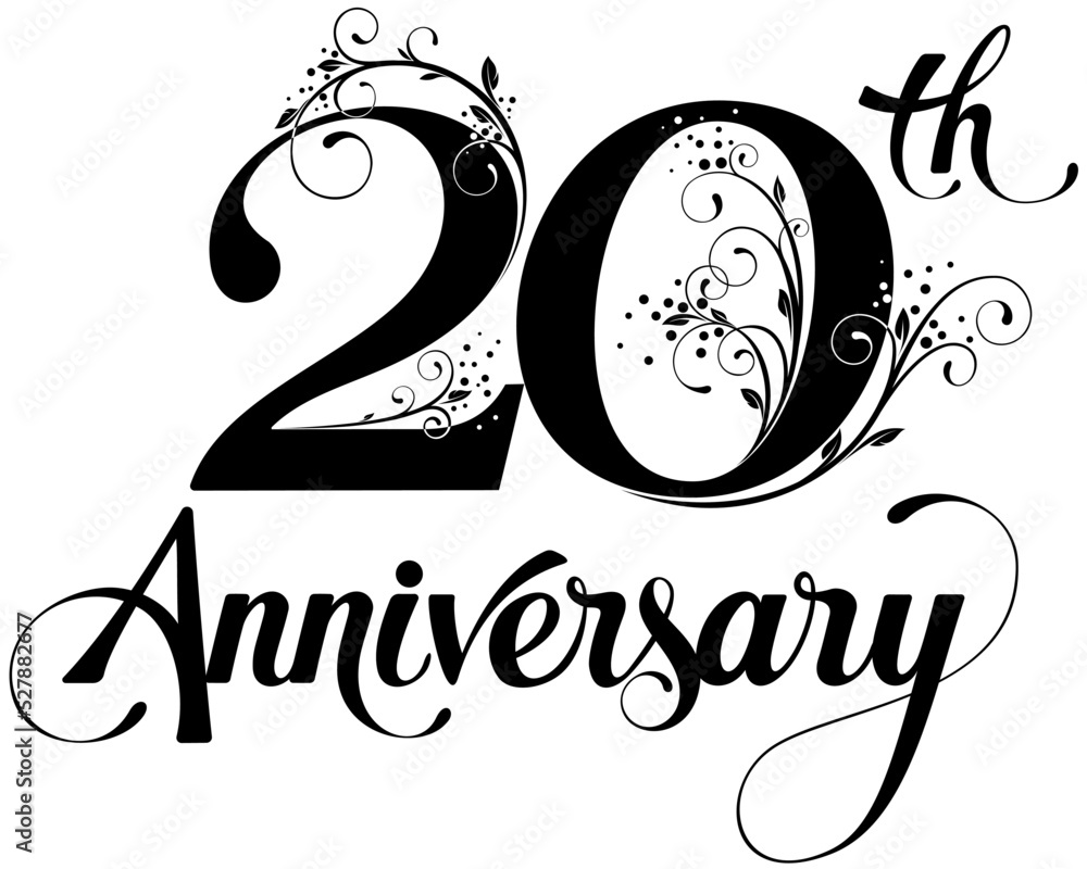 20th Anniversary - custom calligraphy text Stock Vector | Adobe Stock