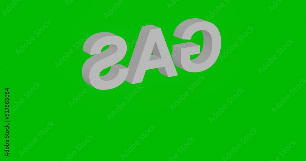 Animation of rotation of a white gas text symbol with shadow. Simple ...