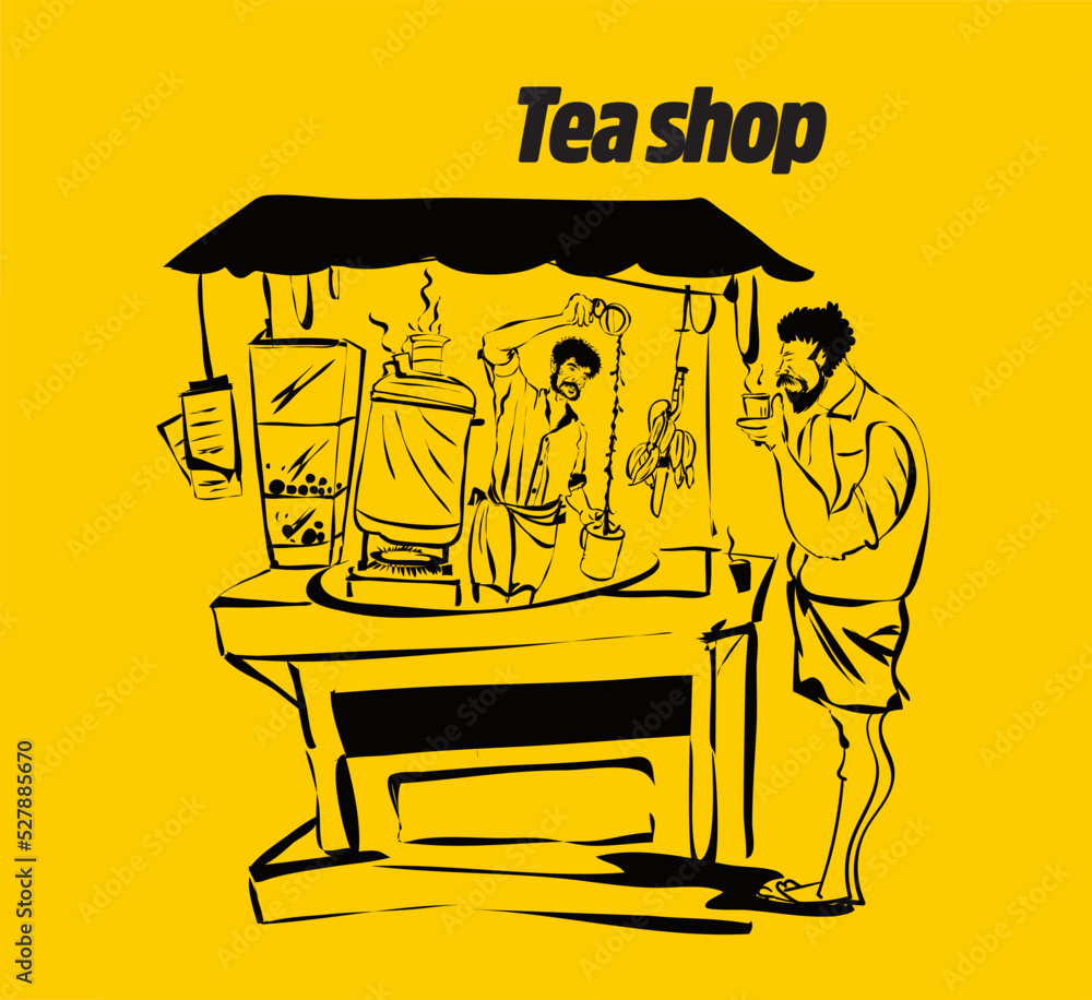 Kerala tea shop vector illustrations Stock Vector | Adobe Stock